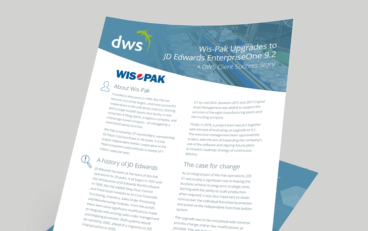 Wis-Pak Upgrades to JD Edwards EnterpriseOne 9.2 - DWS Global